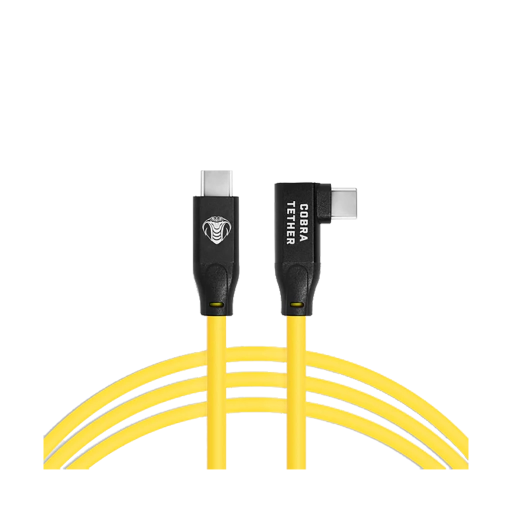 CobraTether Straight to 90 Degree Angle USB-C Tether Cable (5m, Yellow ...